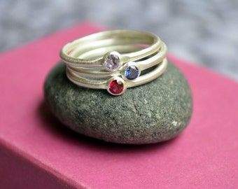 birthstone ring. ONE stackable birthstone gemstone ring.