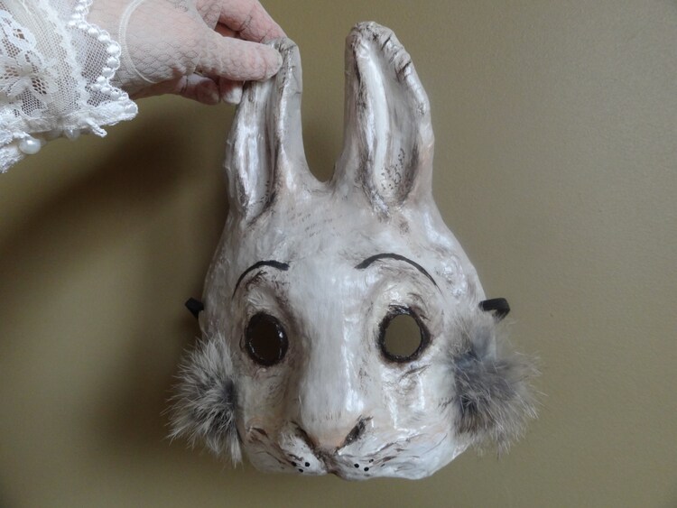 Paper animal masks Paper mache rabbit mask hare by MiesmesaBerni