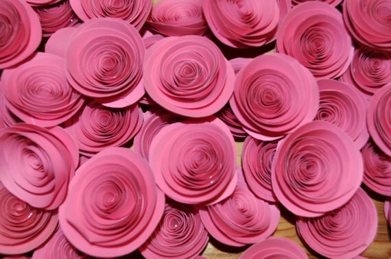 Pink Paper Flowers 100 count Ready to Ship by AllButFlowers