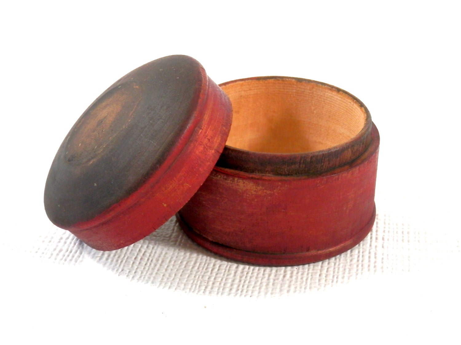 Antique Lidded Treenware Box with Original Red Stain – Haute Juice