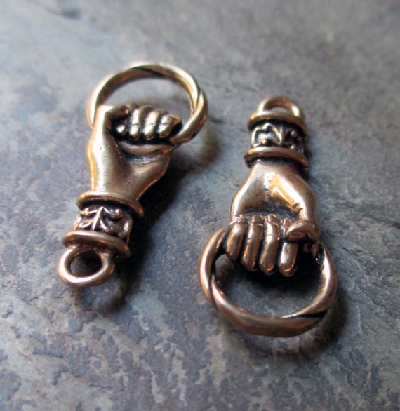 bronze hand connectors charms with rings loops hoops jewelry