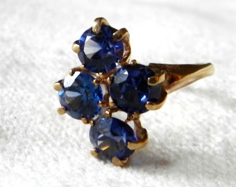 Antique Sapphire Ring, Civil War Era Sapphire Engagement Ring