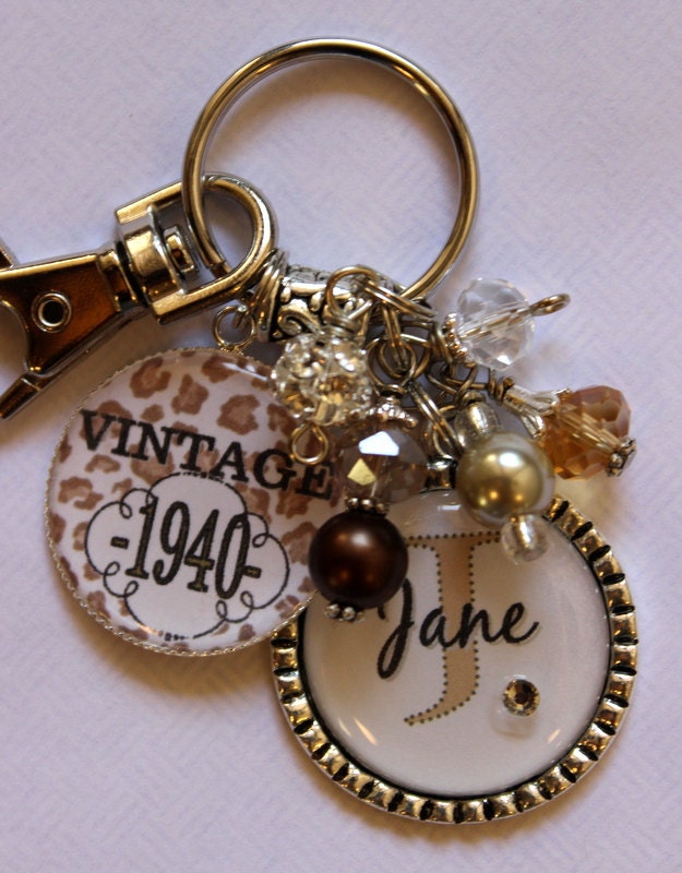 40th BIRTHDAY GIFT keychain vintage personalized name by TrendyTz