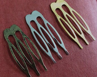 10Teeth Assorted Colors Metal Hair Combs 10PCS by sunjewelry7