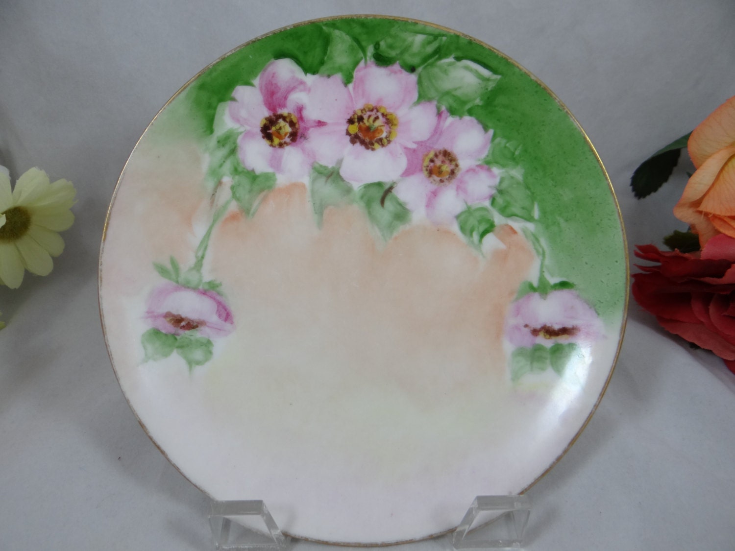 1900s Vintage Hand Painted Nippon Small Poppy Plate
