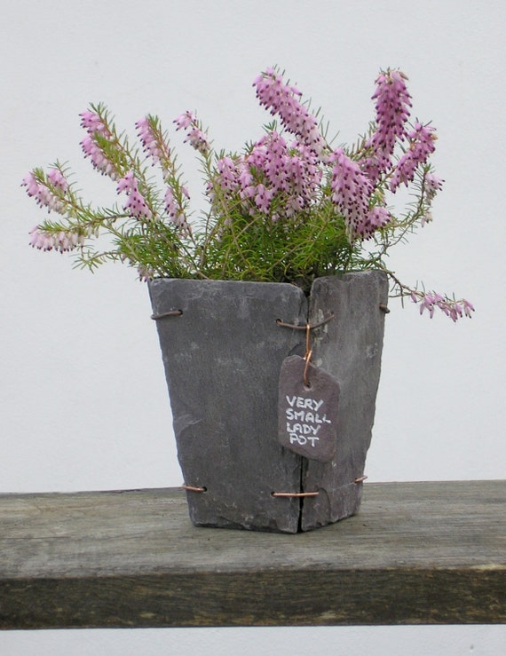 Slate plant pot made from reclaimed Welsh slate Very Small