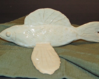 White Ceramic Fish Sculpture, Fish Art, Pottery Fish, Home Decor, Gift ...