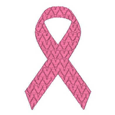 Pink Heart-Filled Embossed Cancer Ribbon Embroidery Machine
