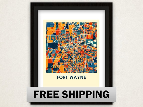 Fort Wayne Map Print Full Color Map Poster by iLikeMaps on Etsy
