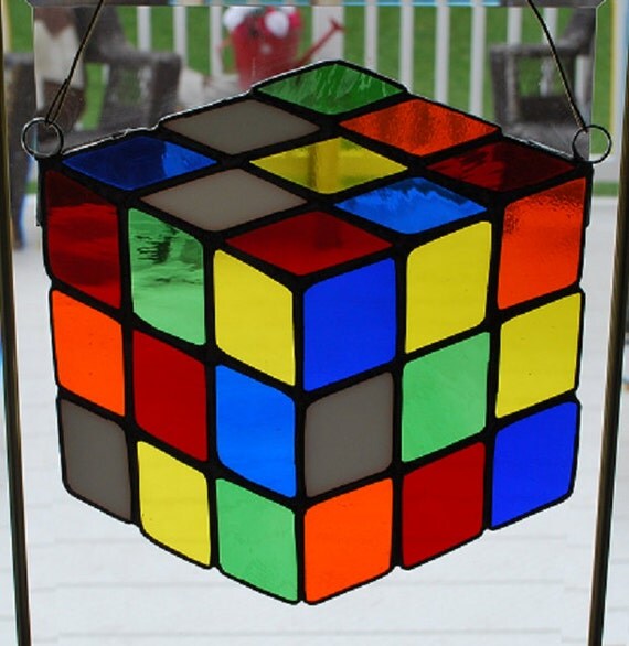 Stained glass multi colored cube