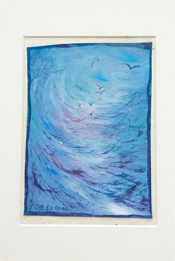 Oil pastel paintings by French artist Blue purple by AnneLacour