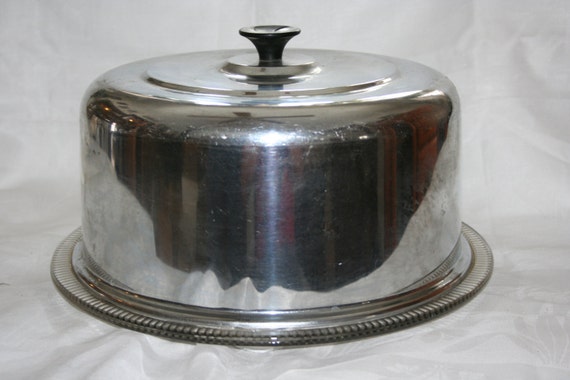 Glass Cake Plate with Chrome Metal Cover