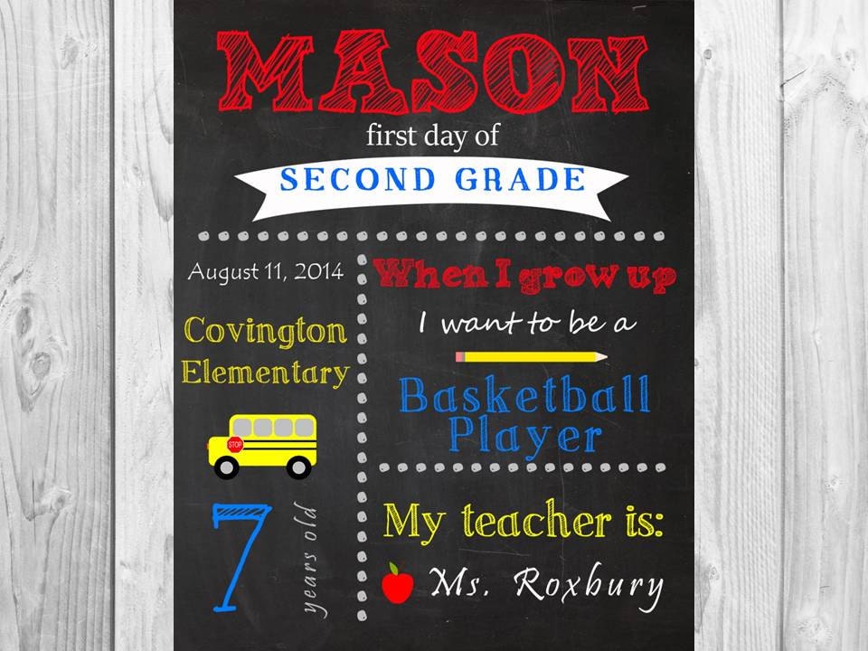 CUSTOM colors First day of School Chalkboard design digital