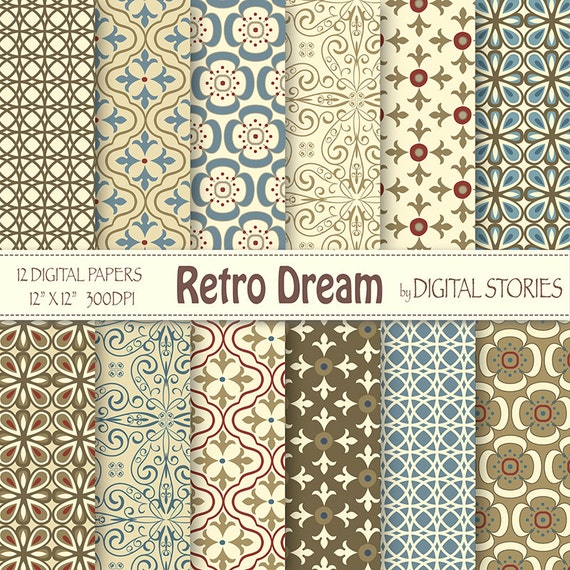 Retro Digital Paper: RETRO DREAM Retro scrapbook