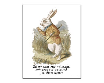 Popular items for white rabbit quote on Etsy