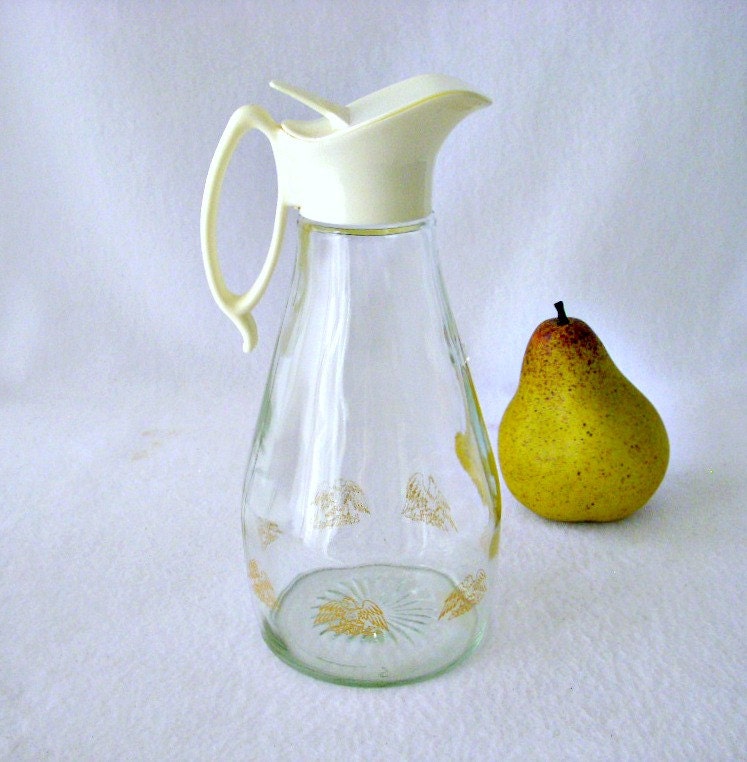 Mid Century Retro Log Cabin Syrup Pitcher, Bicentennial Eagle, Syrup ...