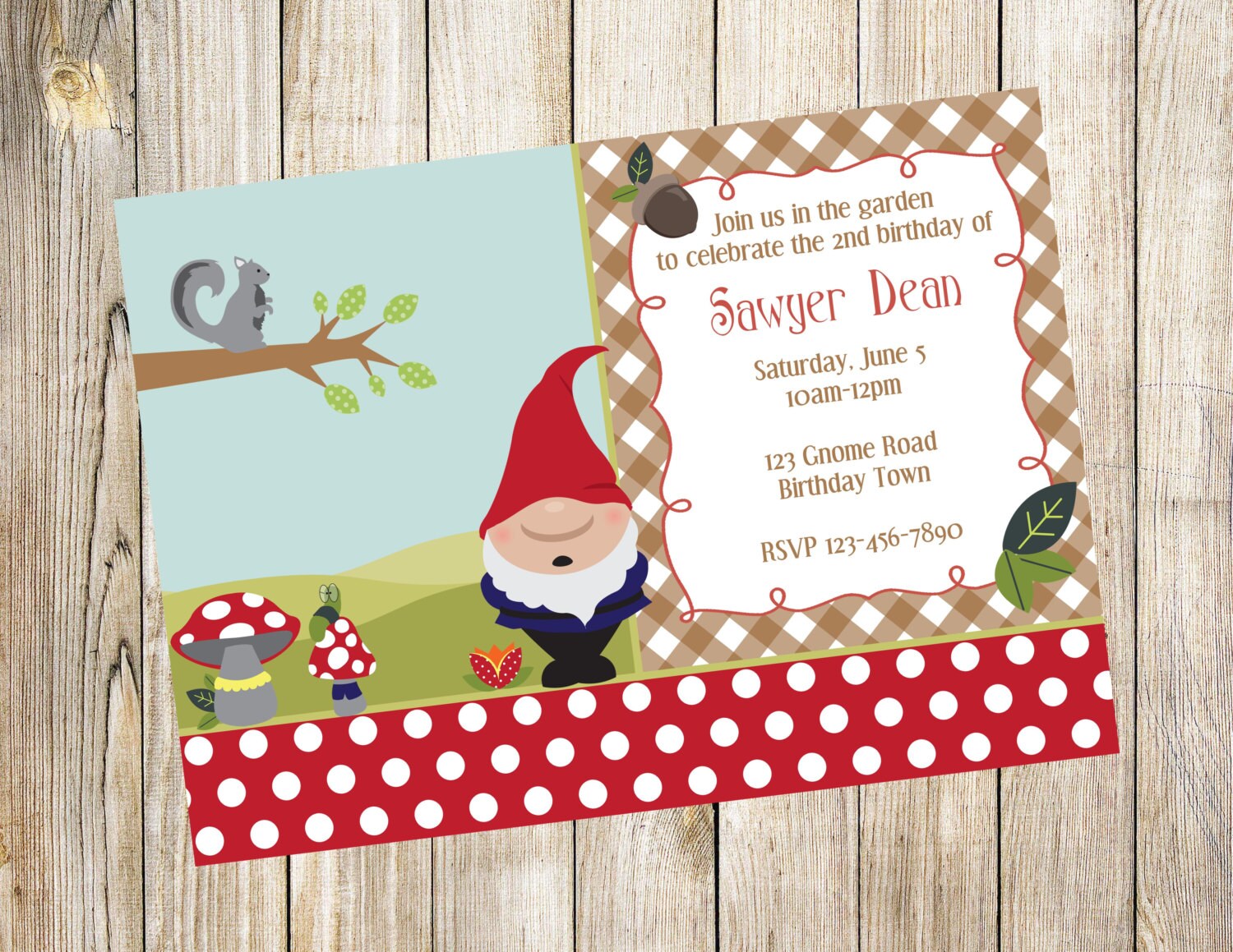 Gnome Birthday Invitation