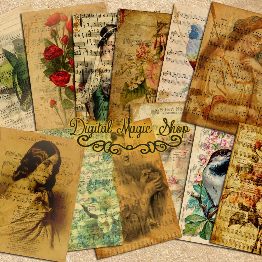 Collage Musical Note 12pcs 300dpi paper craftscard