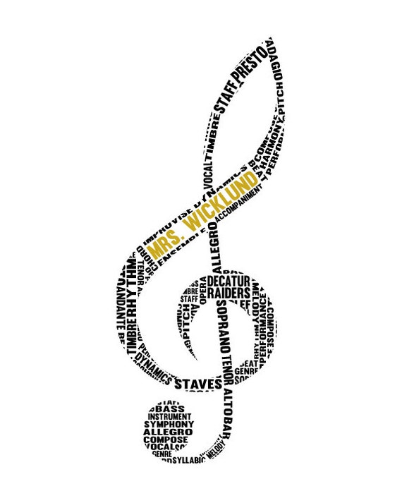 Personalised Music / Teacher Appreciation Word Art by ArtyAlphabet