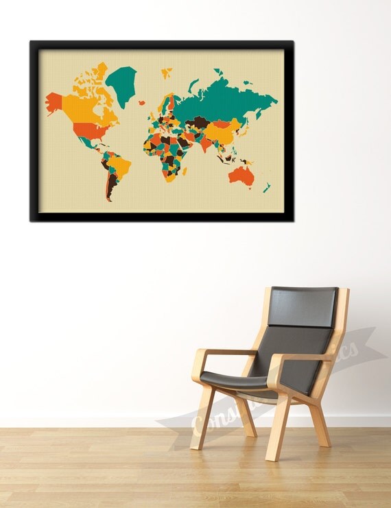 World map retro Pop Art Map Modern Style world by ConsiderGraphics