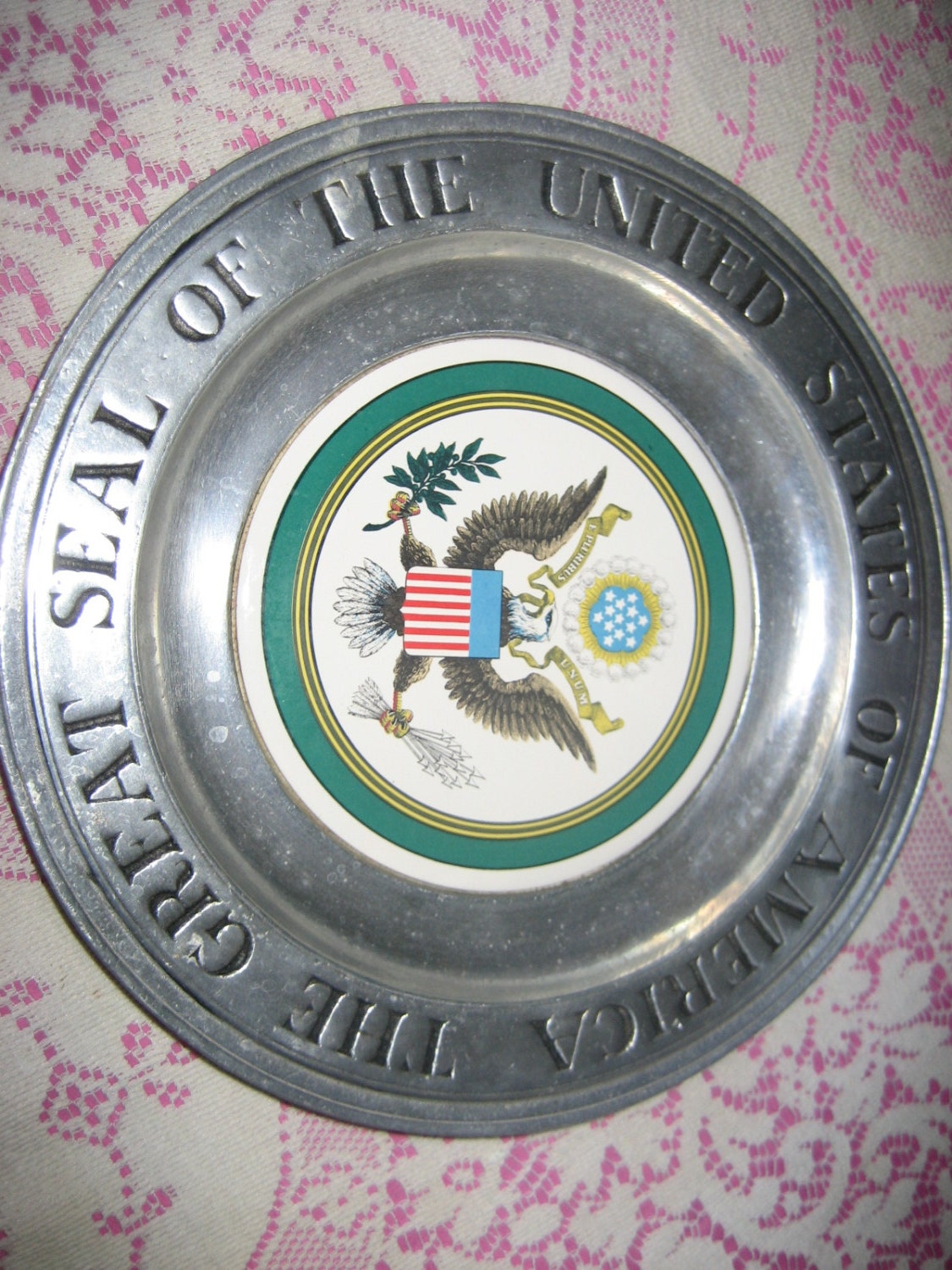 RWP Wilton Columbia PA Armetale plate. USA American Eagle