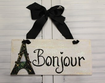Bonjour sign | Etsy