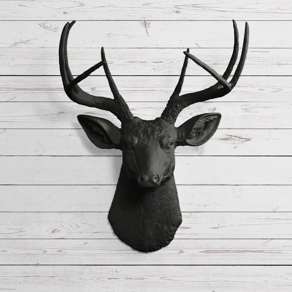 The Virginia in Black Faux Deer Head Fake Animal by WallCharmers