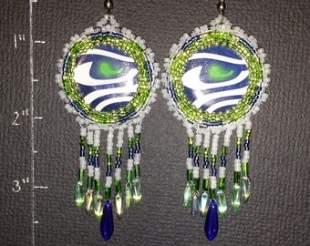 Seahawks Native American Beaded Earrings