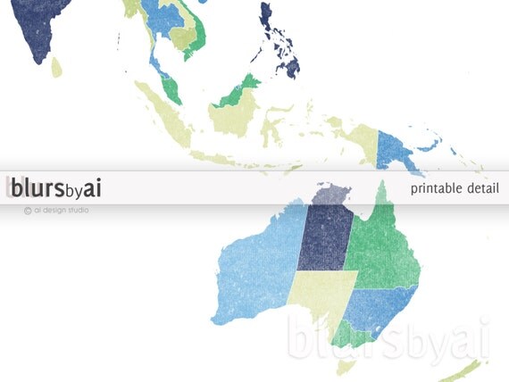 17x11 Printable world map with countries US states