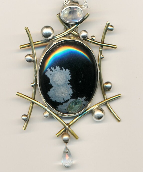 Snowflake Obsidian crystal set in sterling silver with