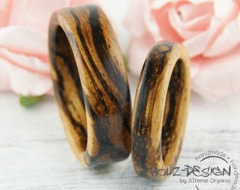Zebrano Wood matching Rings couple Ring Wooden Finger Ring Custom ...