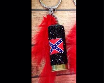 Black & red rebel flag keychain