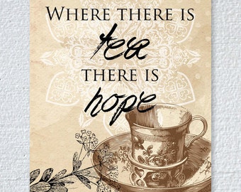 Tea quote poster // Printable Typography A4 & A3 posters // Featuring ...