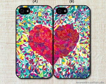 Colorful Heart Puzzle Couple Best Friends Phone Cases for iPhone 6 ...