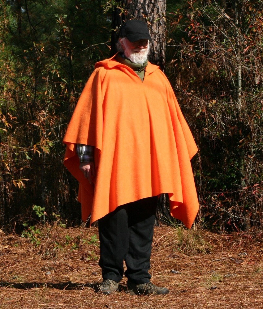 Brilliant Orange Hooded Fleece Poncho Big & by DonnasDesignsSC