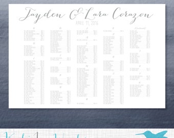 Printable Wedding Seating Chart, Jayden+Lara Design, Gray & White