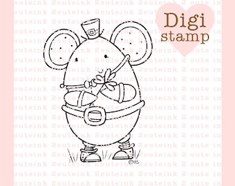 Hippo Balloon Digital Stamps for Card Making Paper by 2CuteInk