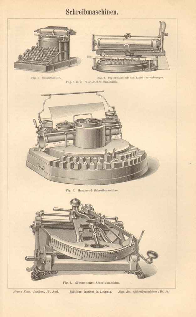 1890 Typewriters, Yost Typewriter, Hammond Typewriter, Kosmopolit ...