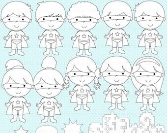 digital stamps super hero superhero clipart clip art - Super Kids ...