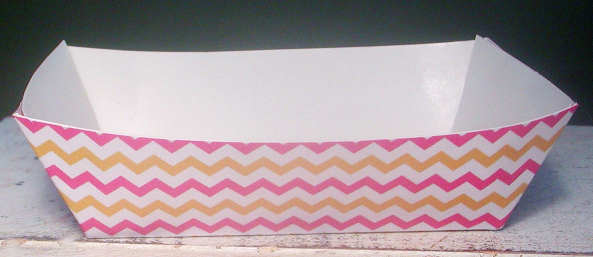 72 Color Options Chevron Paper Food Tray Set of 12