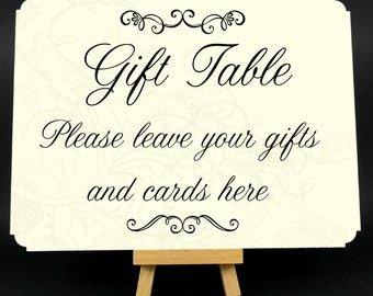 Wedding Gift Table Metal Plaque Sign With Stand