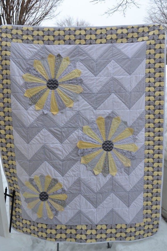 Handmade Quilt Modern Graduation Gift Wedding Present Chevron