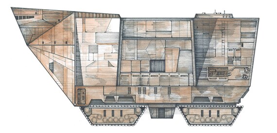 Star Wars Jawa Sandcrawler Pen and Watercolor by SideViewStudio