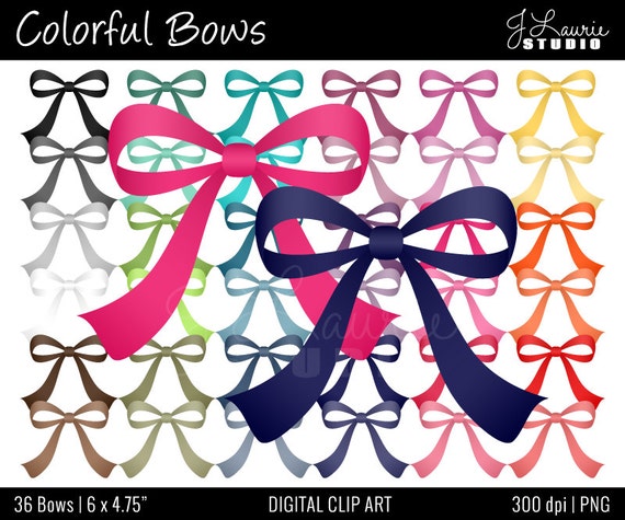 Digital Clipart-Colorful Bows-Clipart Bows-Ribbon-Digital