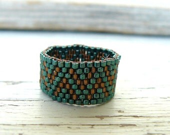 Multi Colored Beaded Ring Native American Inspired by WesternStars