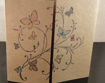 Butterfly, Swirls, Tri-Fold Card, Blank Inside, Hand Stamped, Any ...