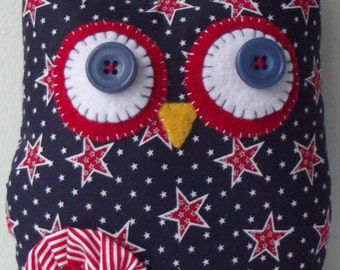 Patriotic Owl Decoration-Patriotic Decor-Owl Plush-Red White Blue Owl ...