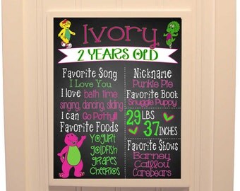 Barney Printable Chalkboard Birthday Poster