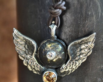 Angel Wings Bronze Shield Pendant by fabianYfelipe on Etsy