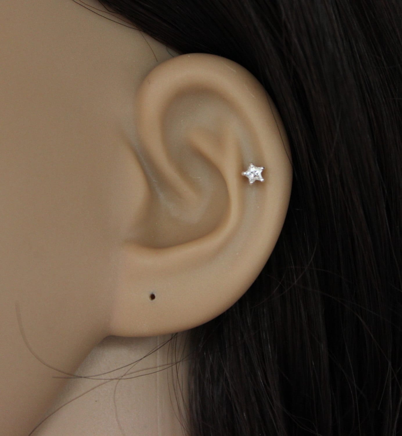 Sterling silver CZ star stud earring tiny star earring star